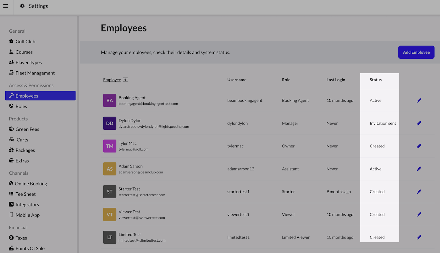 Creating employee profiles – Lightspeed Golf